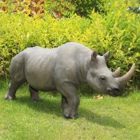 China OEM Outdoor Resin Animal Sculpture / Fiberglass Lifelike Rhinoceros Statues for sale