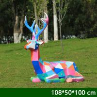 China Large Geometric Outdoor Fiberglass Sculpture / Simulation Sika Deer Garden Statues for sale