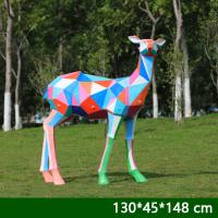 China Large Geometric Outdoor Fiberglass Sculpture / Simulation Sika Deer Garden Statues for sale