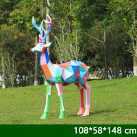 China Large Geometric Outdoor Fiberglass Sculpture / Simulation Sika Deer Garden Statues for sale