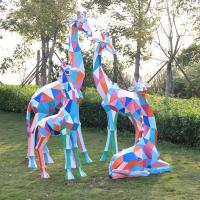 China Large Geometric Outdoor Fiberglass Sculpture / Simulation Sika Deer Garden Statues for sale