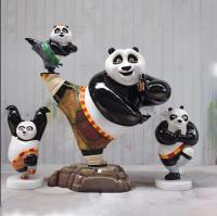 China Fiberglass Kung Fu Panda Statue Indoor Hand Carving Resin Cartoon Sculpture for sale