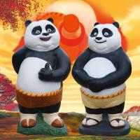 China Fiberglass Kung Fu Panda Statue Indoor Hand Carving Resin Cartoon Sculpture for sale