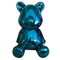China Electroplating Fiberglass Cartoon Resin Bear Statue Shop Decorative Ornaments 40*40*50cm for sale