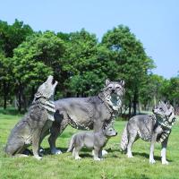 China FRP Resin Wolf Statue Life Size / Fiberglass Animals Sculpture Customization for sale