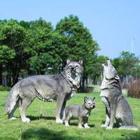 China FRP Resin Wolf Statue Life Size / Fiberglass Animals Sculpture Customization for sale