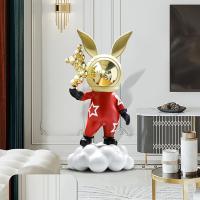 China Handmade Resin Rabbit Statues Lifelike Large Fiberglass Animals Hand Carving for sale