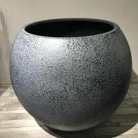 China Customized Sphere Flower Pot Fiberglass Outdoor Fiber Clay Pots Planters  39*39*141cm for sale