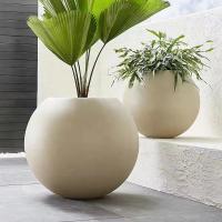 China Customized Sphere Flower Pot Fiberglass Outdoor Fiber Clay Pots Planters  39*39*141cm for sale