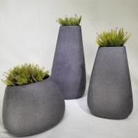 China Solid Fibreglass Plant Large Green Planter Pots For Hotel Decoration 3pcs/Set  49*45*90cm for sale