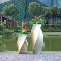 China S Shaped Large Modern Outdoor Planters / Vase Artificial Fiberglass Flower Pots 56*36*124cm for sale