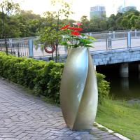 China S Shaped Large Modern Outdoor Planters / Vase Artificial Fiberglass Flower Pots 56*36*124cm for sale