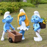 China Amusement Park FRP Sculpture Modern Resin Smurf Garden Statues for sale