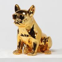 China Plating French Bulldog Garden Statue Resin French Dog Sculpture For Shopping Mall for sale