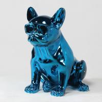 China Plating French Bulldog Garden Statue Resin French Dog Sculpture For Shopping Mall for sale