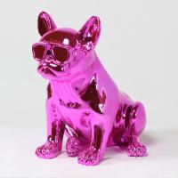 China Plating French Bulldog Garden Statue Resin French Dog Sculpture For Shopping Mall for sale
