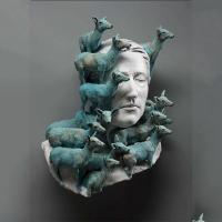 China FRP Abstract Human Figure Sculpture Hand Carving Lifelike Resin Garden Statues for sale