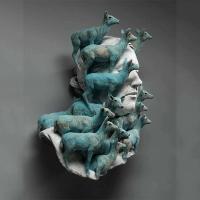 China FRP Abstract Human Figure Sculpture Hand Carving Lifelike Resin Garden Statues for sale