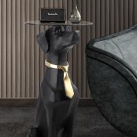 China Luxury Nordic Home Decor Sculptures Resin Dog Statues Life Size Coffee Table OEM With Tray for sale