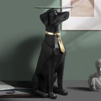 China Luxury Nordic Home Decor Sculptures Resin Dog Statues Life Size Coffee Table OEM With Tray for sale