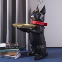 China Nordic Home Decor Sculptures / Resin Dog Figurines With Tray 40*34*72cm for sale