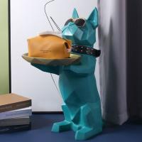 China Nordic Home Decor Sculptures / Resin Dog Figurines With Tray 40*34*72cm for sale
