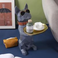 China Nordic Home Decor Sculptures / Resin Dog Figurines With Tray 40*34*72cm for sale