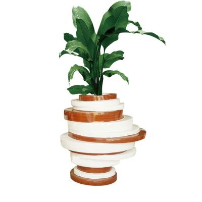 China Vertical White FRP Pots And White Fiberglass Planters For Flower for sale