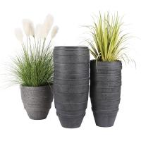 China Big Round Shape FRP Flower Pots  / Fiberglass Large Outdoor Plant Pots For Garden Home for sale