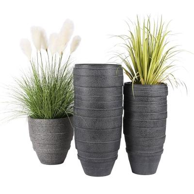 China Big Round Shape FRP Flower Pots  / Fiberglass Large Outdoor Plant Pots For Garden Home for sale
