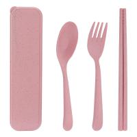 China Custom Wheat Straw Plastic Tableware Set Biodegradable Eco-Friendly Durable 120°C for sale