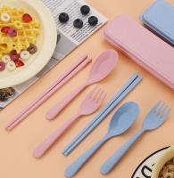 China Custom Wheat Straw Plastic Tableware Set Biodegradable Eco-Friendly Durable 120°C for sale