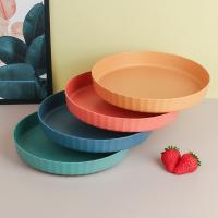 China Custom Wheat Straw Plastic Parts PP Thickened Circular Dining Plate Various Colors OEM for sale