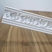China Lightweight PU Foam Crown Molding with Carved Flowers Decorative Polyurethane Moulding for sale