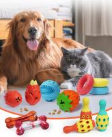 China Wholesale TPR Dog Chew Toys Barbell Design Squeaky Balls 7.22 Inch Orange Green Blue for sale