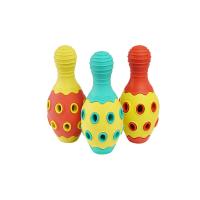 China Wholesale TPR Dog Chew Toys Barbell Design Squeaky Balls 7.22 Inch Orange Green Blue for sale