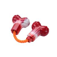 China Wholesale TPR Dog Chew Toys Barbell Design Squeaky Balls 7.22 Inch Orange Green Blue for sale