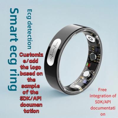 China Cross-border New Medical Grade Intelligent ECG Temperature Ring Heart Rate Blood Oxygen AI Analysis Detection Metal IP68 for sale