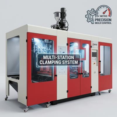 China MEPER Energy Saving Three Head HDPE Blow Molding Machine with IML System 10L for sale