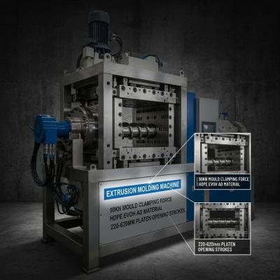 China Double Station 80mm Screw Extrusion Blow Moulding Machine for 10L Bottles for sale