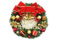 China Eco-Friendly PVC Artificial Pre Lit Christmas Wreath For Holiday Decoration for sale