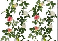 China 17FT Artificial Rose Vine Fake Hanging Flower Vines OEM ODM for sale