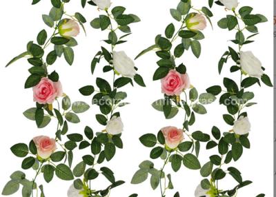 China 17FT Artificial Rose Vine Fake Hanging Flower Vines OEM ODM for sale