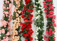 China 17FT Artificial Rose Vine Fake Hanging Flower Vines OEM ODM for sale