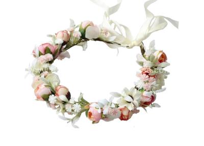 China 18cm Adjustable Colorful Ribbons Silk Flower Bridal Headpieces for sale