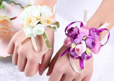 China Country Weddings Sproms Snapshots Artificial Silk Flowers Wrist Corsages for sale
