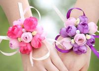 China Country Weddings Sproms Snapshots Artificial Silk Flowers Wrist Corsages for sale
