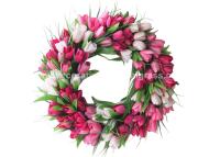 China 18 Inch PVC Plastic Faux Tulip Wreath For Front Door Wall Decoration​ for sale