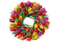 China 18 Inch PVC Plastic Faux Tulip Wreath For Front Door Wall Decoration​ for sale