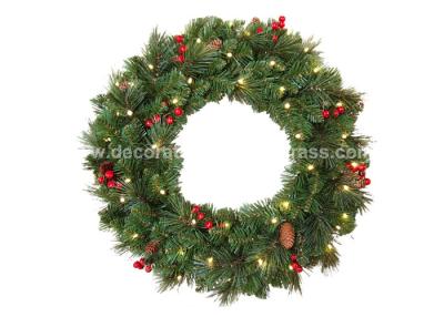 China 24'' PVC Plastic Artificial Flower Christmas Berry Wreath UV-Resistant for sale